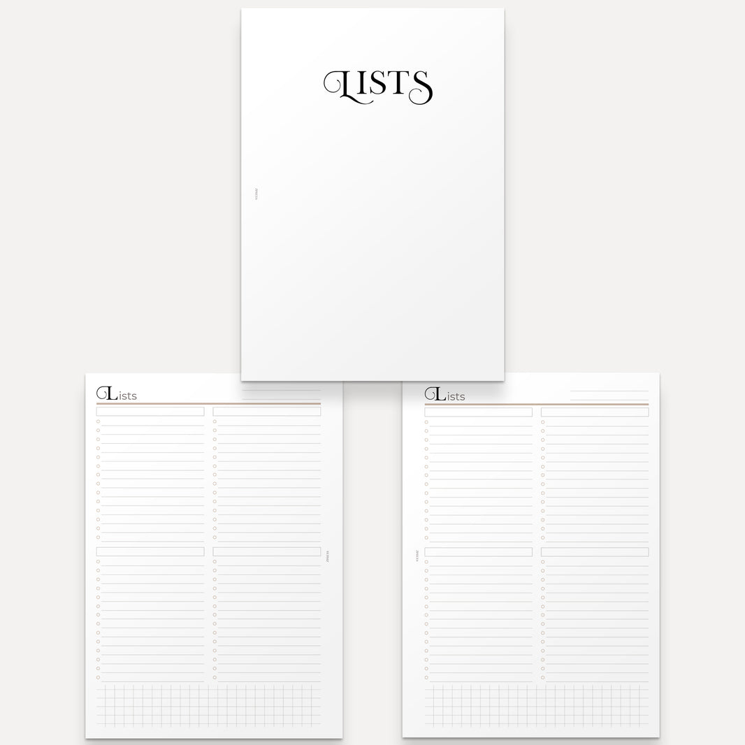 Lists Planner Inserts | A5 Discbound